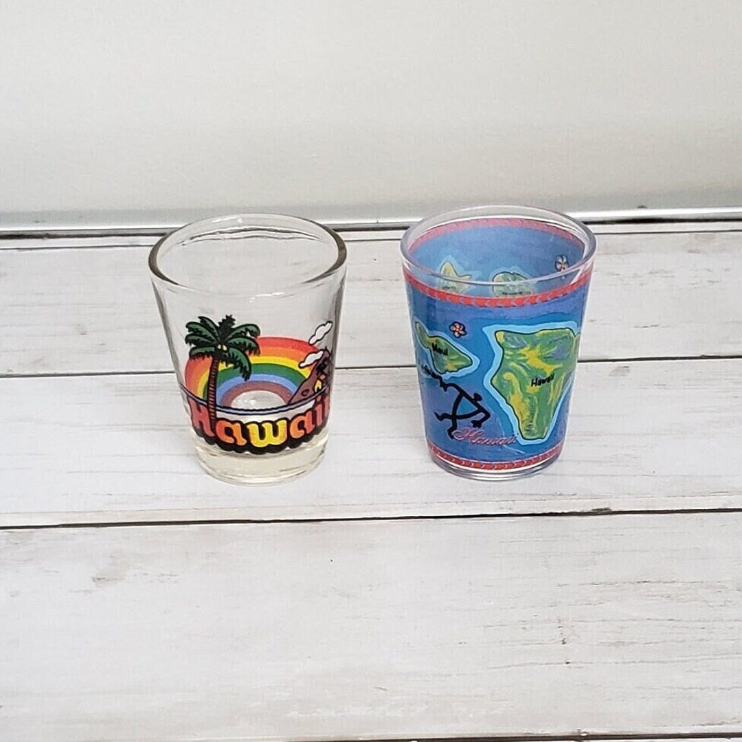 Hawaii Shot Glass, Two Shot Glasses, Hawaiian Themed Barware, - Etsy