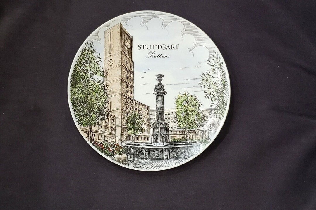 Royal Porzellan Bavaria KPM Plate, Stuttgart, Rathaus, Hanging Plate ...