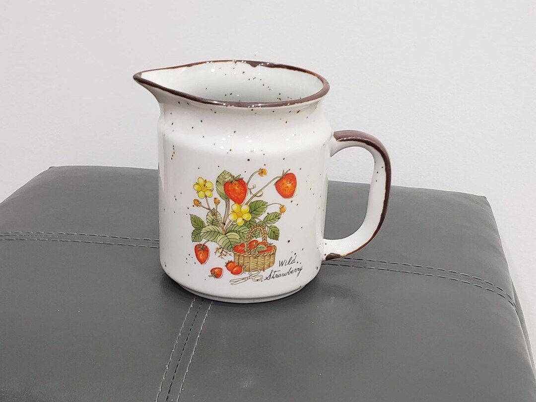 Vintage Wild Strawberry Milk Pitcher, Wild Strawberry Speckled Ceramic ...