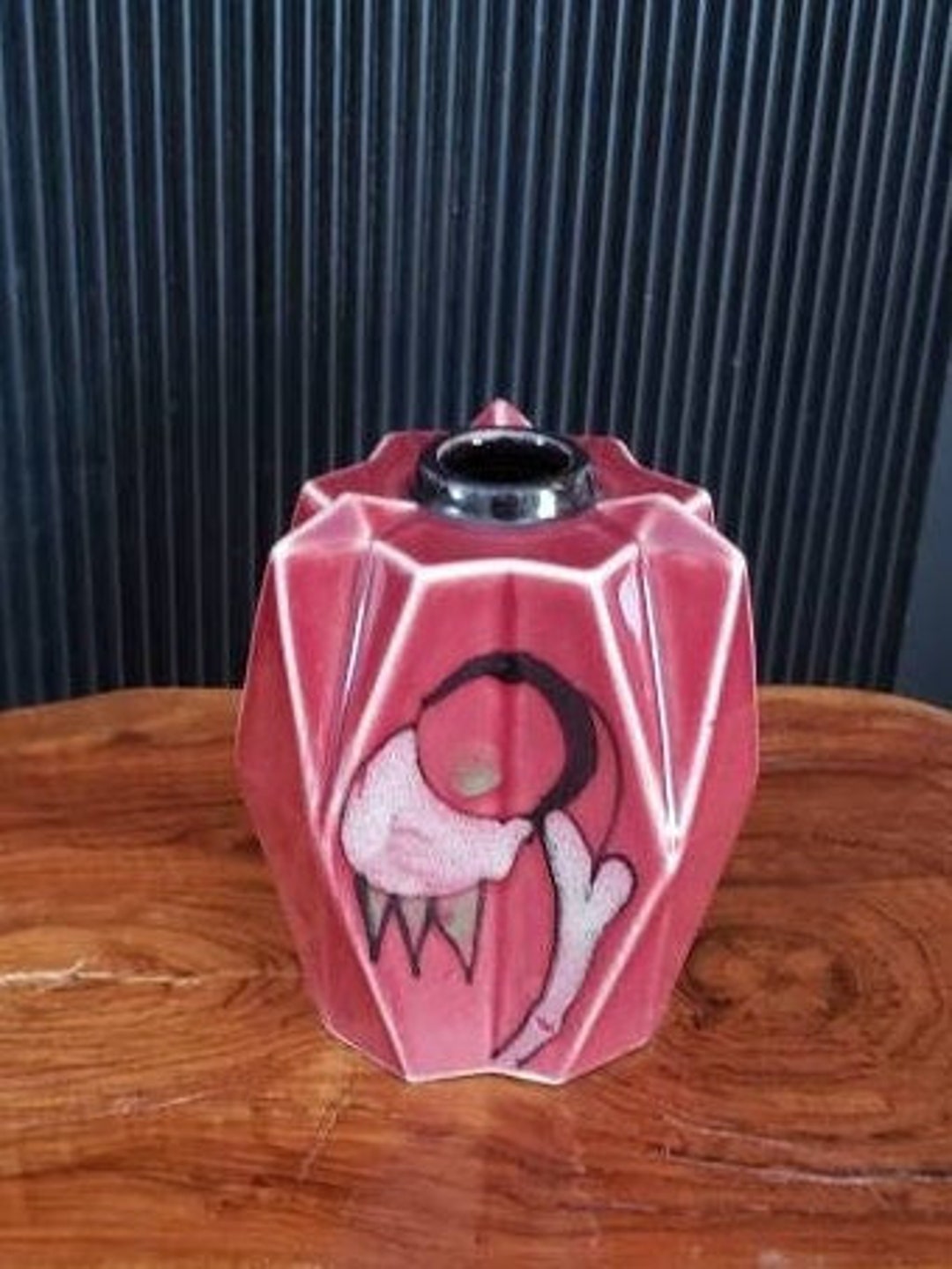 Cubist Bud Vase , Vintage Ceramic Pottery Vase, Cubism, Style of Czech ...