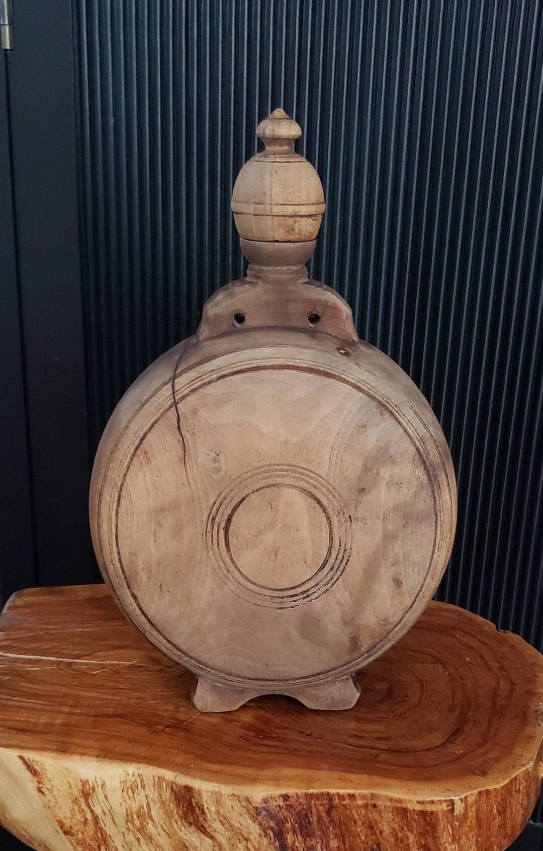 Vintage Wooden Water Storage Flask, Antique Carved Wooden Container ...