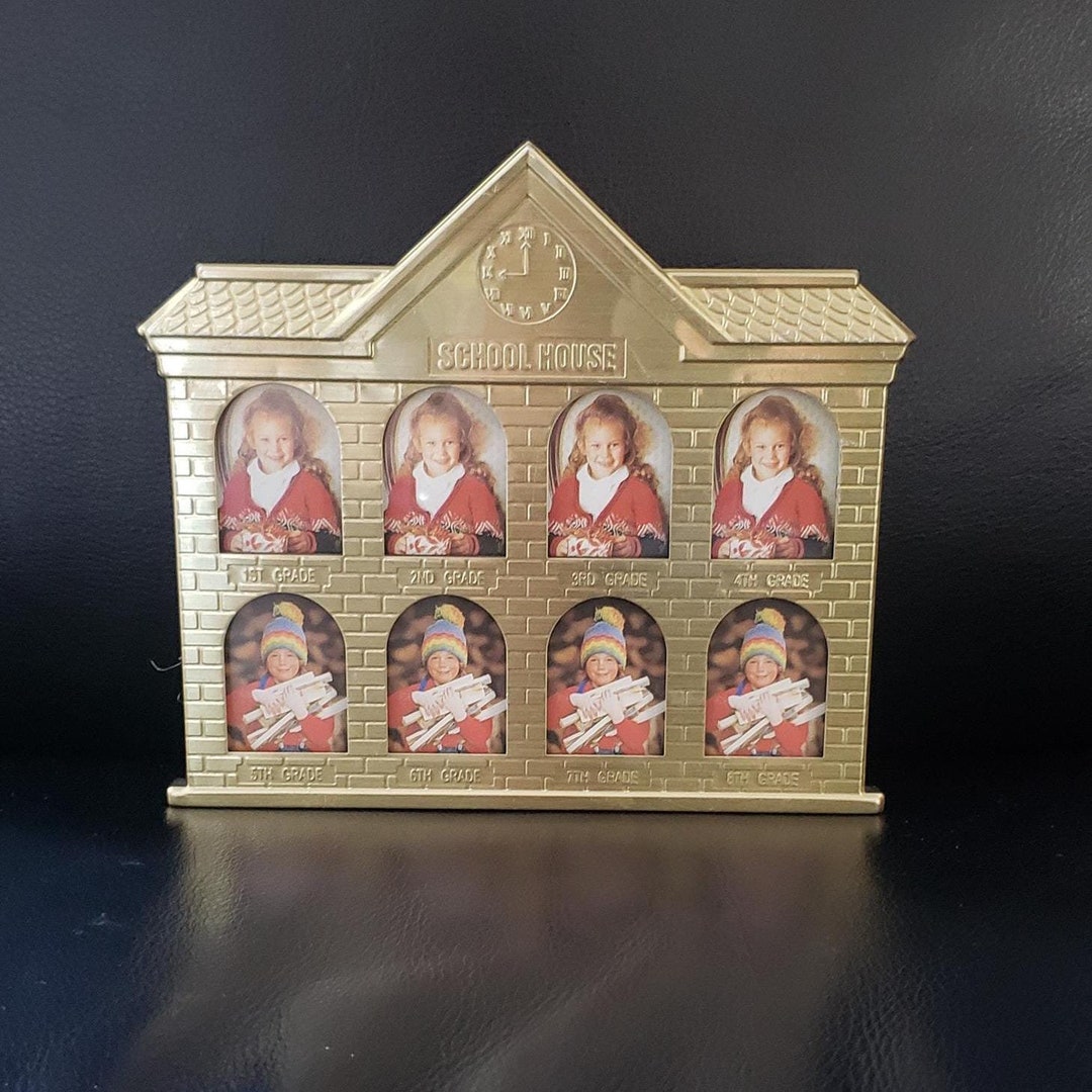 Vintage Brass School House Photo Frame, Hanging Brass Frame for 8 ...