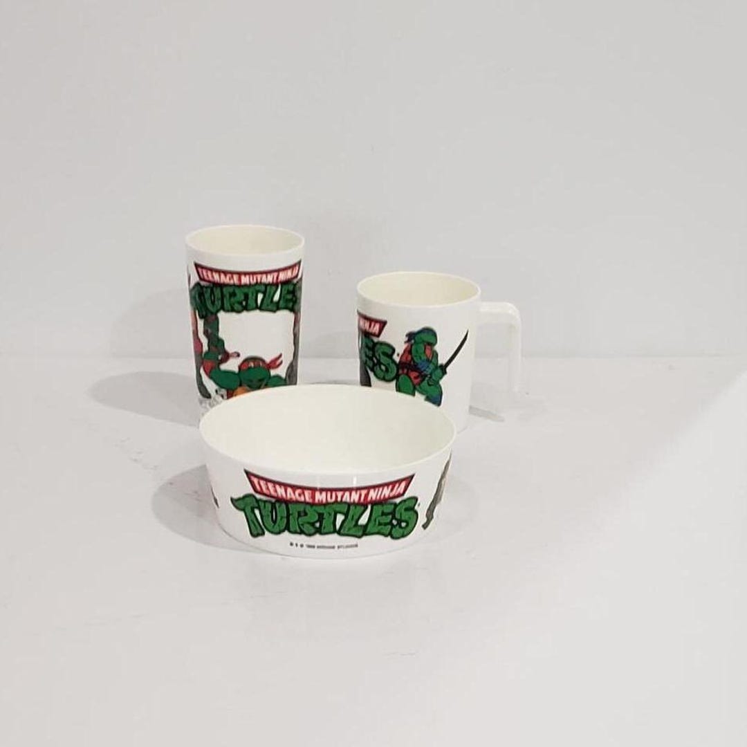 Vintage Teenage Mutant Ninja Turtles Plastic Bowl, Cup and Mug, TMNT ...