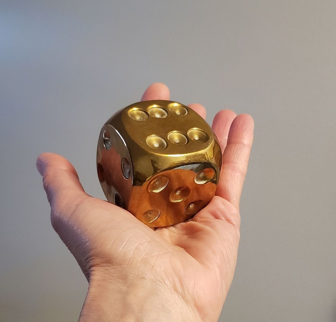 Vintage Brass Dice die, Large Brass Lucky Dice, Hollow Brass Dice, Desk ...