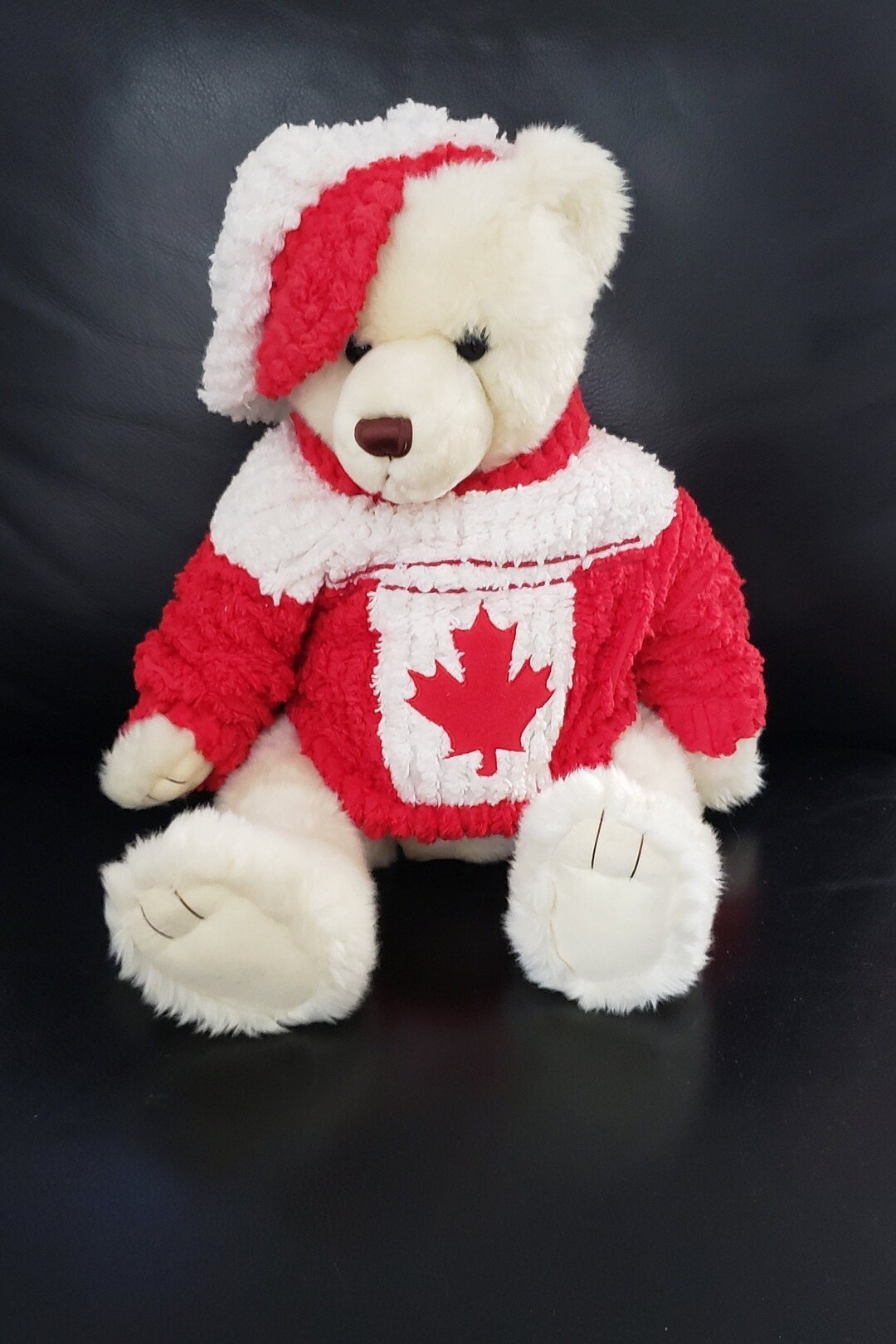 Fine Toy Co Cream Colored Plush Bear Wearing Chenille Red and - Etsy