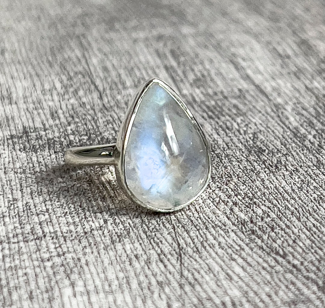 Moonstone Teardrop Ring. 925 Sterling Silver. Wedding. Engagment ...