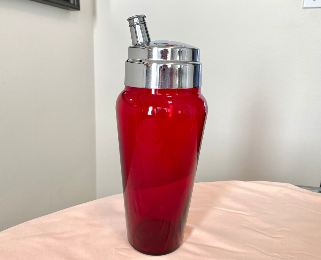 Vintage Red Glass Cocktail Shaker by Derby-shelton Silver Co. - Etsy