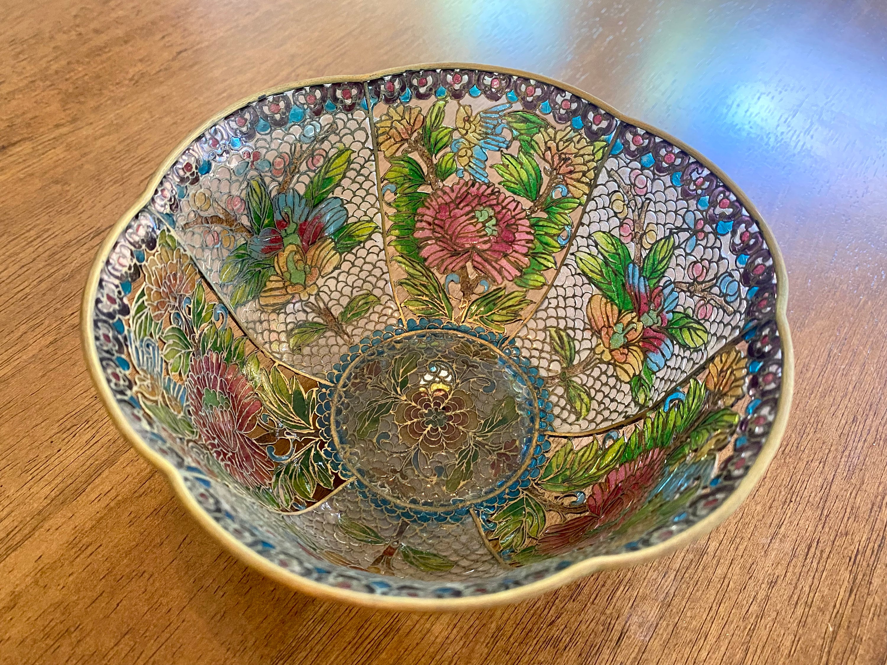Chinese Plique A Jour Cloisonne Translucent Enamel Floral Bowl - Etsy
