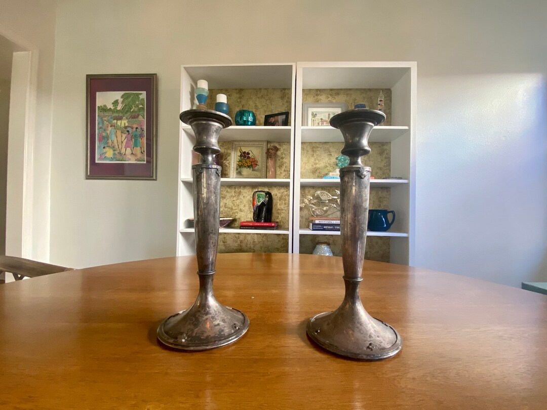 Antique Silverplate Candlestick Holder Pair by Wilcox Silver Plate Co ...