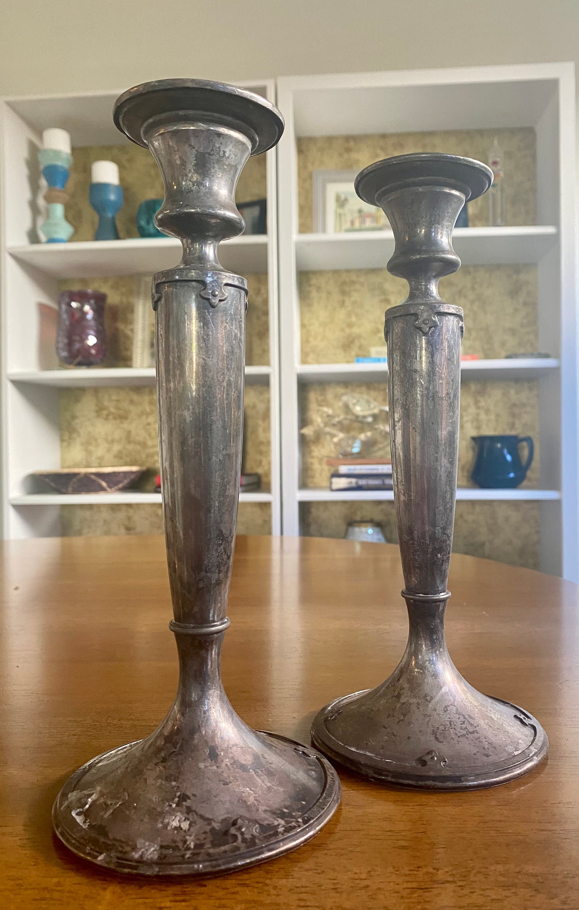 Antique Silverplate Candlestick Holder Pair by Wilcox Silver Plate Co ...