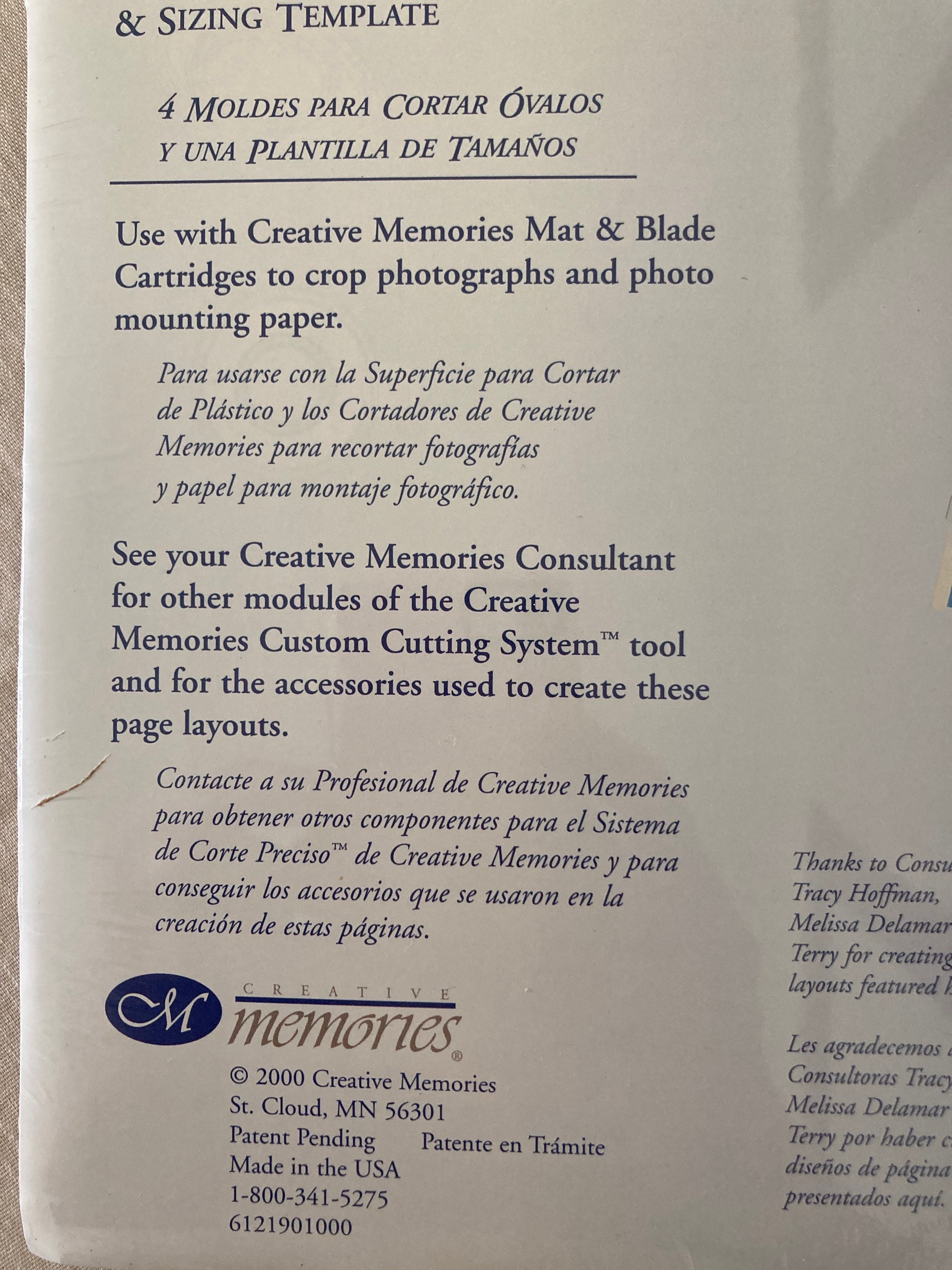 Creative Memories Custom Cutting System-oval Cutting Patterns and ...