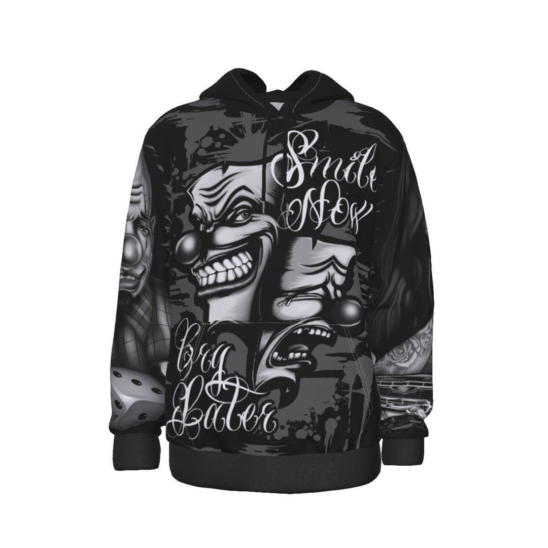 Smile Now Cry Later Hoodie Traditional Tattoo Sweatshirt, Black ...