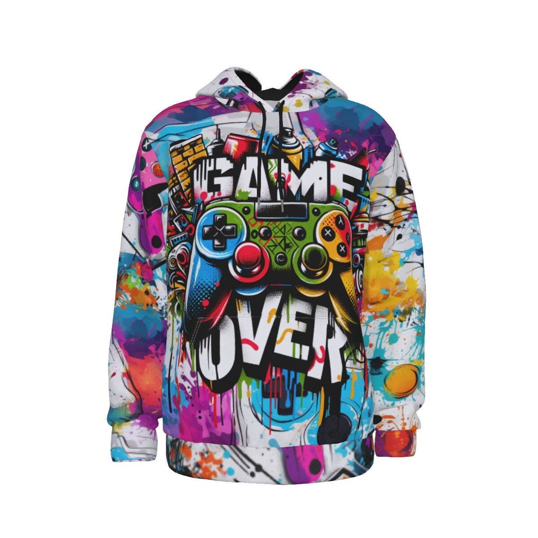 Game Over Gamer Hooded Sweatshirt, All-over Print Men's Thicken ...