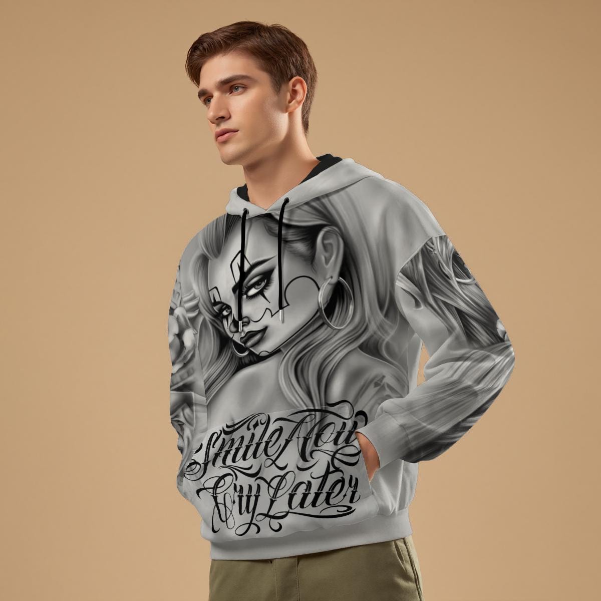 Smile Now Cry Later Hoodie: Cholo Style Tattoo Art, 100% Cotton - Etsy