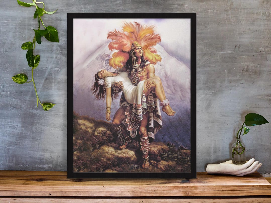 Aztec Warrior Art Print: Mesoamerican Mythology, Popocatépetl ...