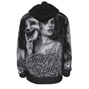 Smile Now Cry Later Hoodie Traditional Tattoo Sweatshirt, Black ...