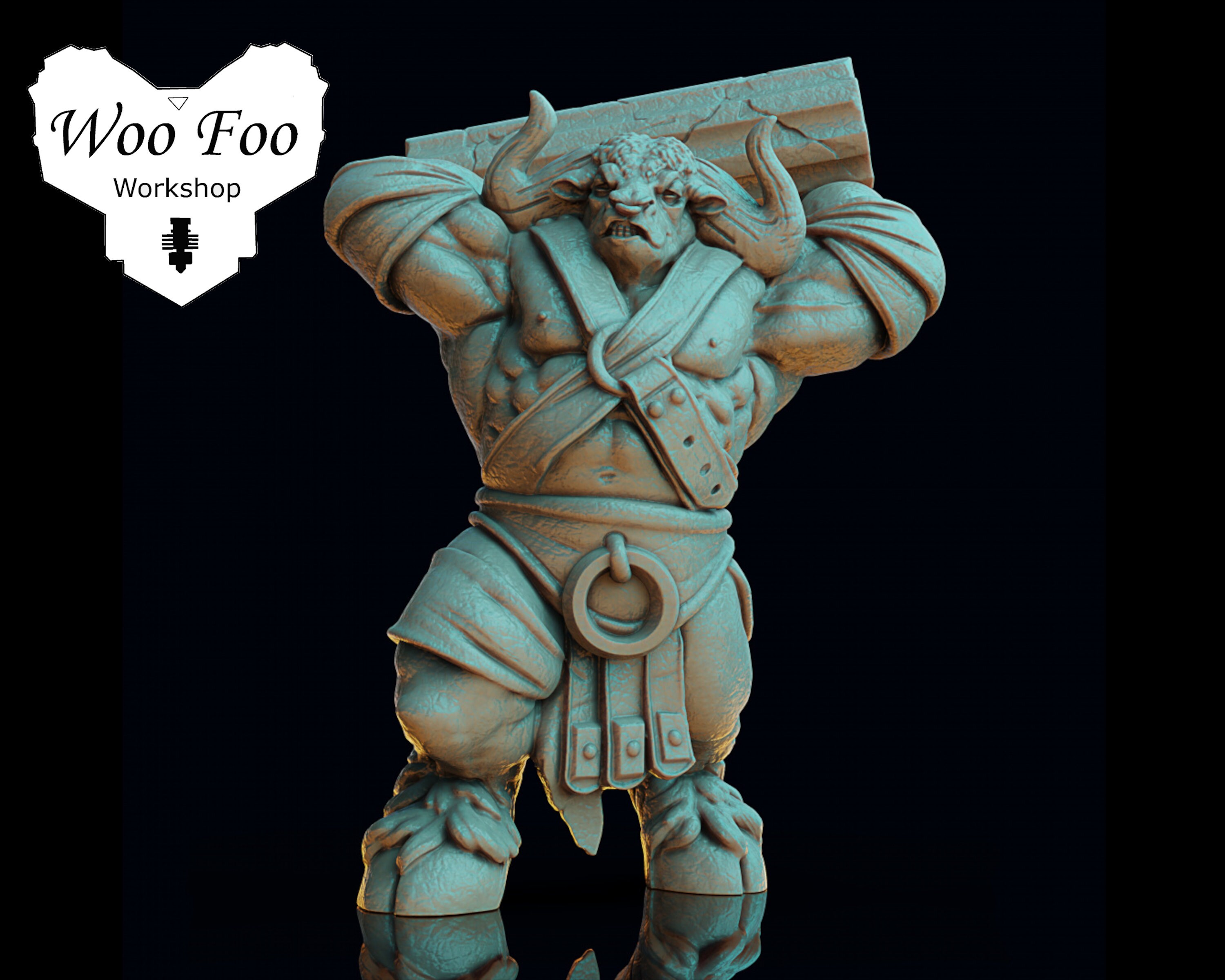 Minotaur Brute With Column 3D Printed in Resin 32mm Fantasy, Print My ...