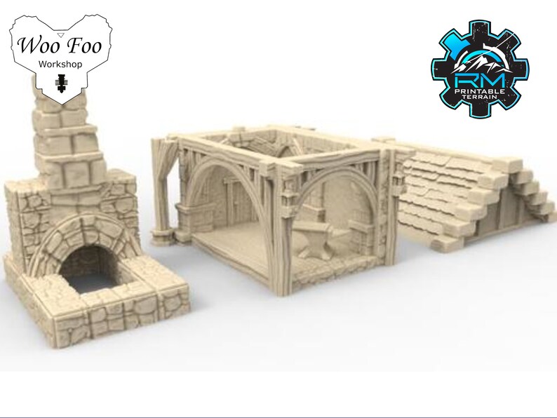 Blacksmith 3D Printed 28mm Fantasy Terrain RM Studios | Etsy