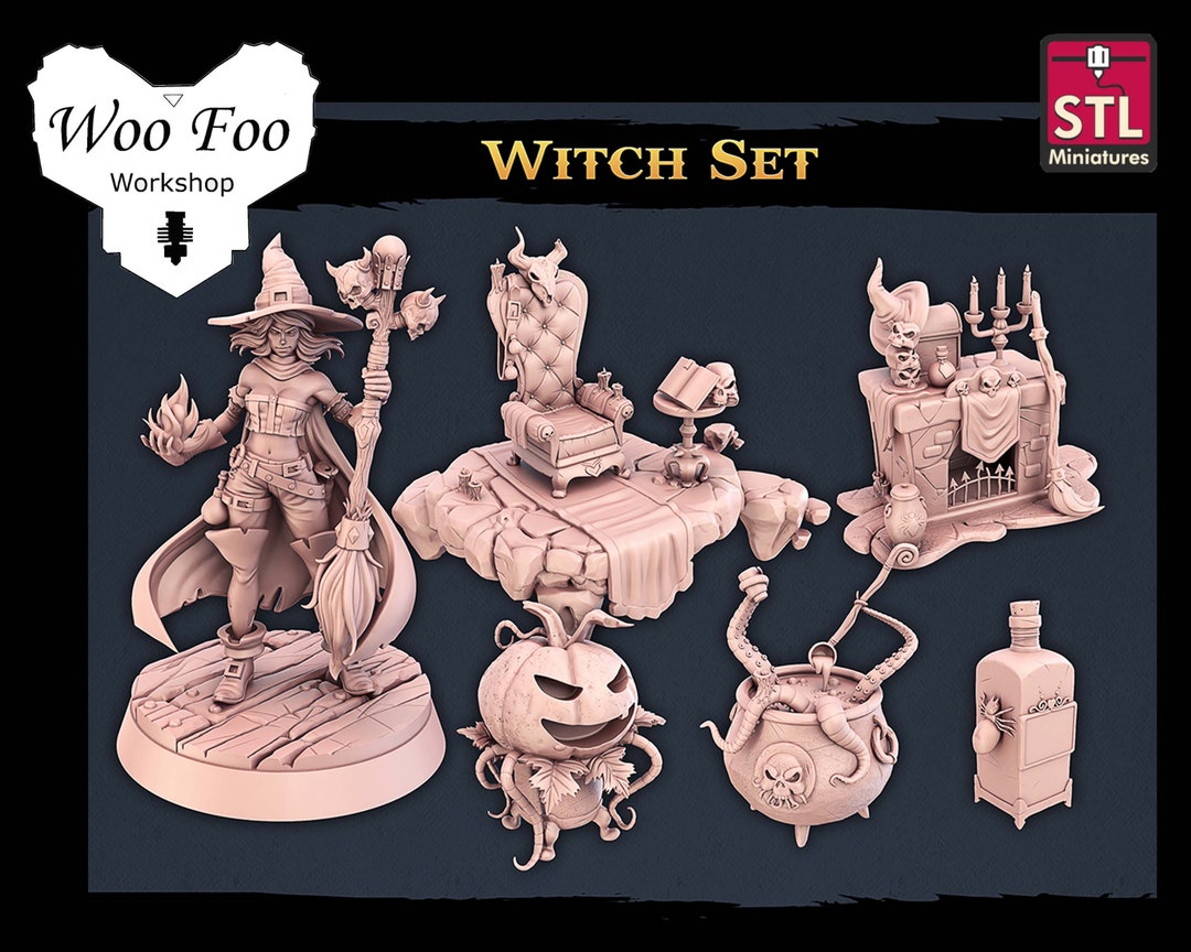 Witch Set 32mm 3D Resin Printed Fantasy Gaming Terrain STL Miniatures ...