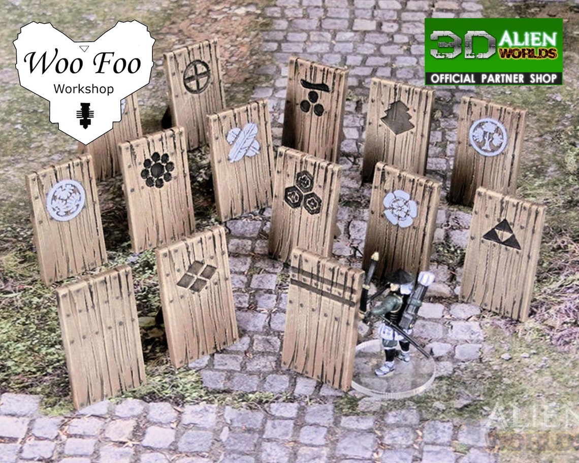 Samurai Pavises Set 28mm 3D Printed Gaming Terrain 3D Alien - Etsy UK