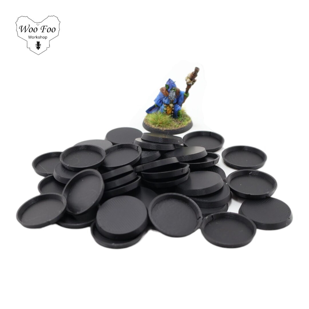 40 X 25mm Round Basic Base for Miniatures 3D Printed Wargaming 28mm ...