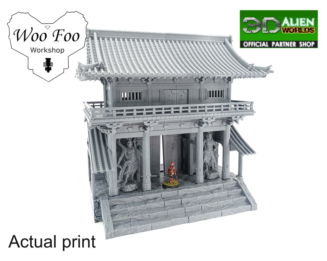 Samurai Temple Outer Gate Set 28mm 3D Printed Gaming Terrain - 3D Alien ...