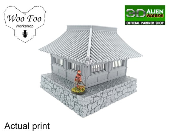 Samurai Temple Corner Wall 28mm 3D Printed Gaming Terrain 3D - Etsy