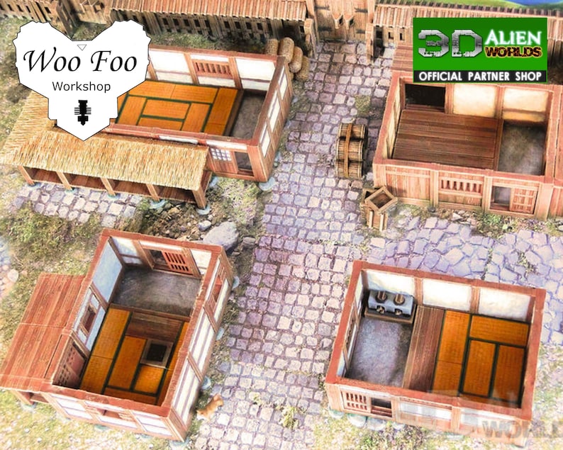 Samurai Farm Houses 28mm 3D Printed Gaming Terrain - 3D Alien Worlds - Etsy
