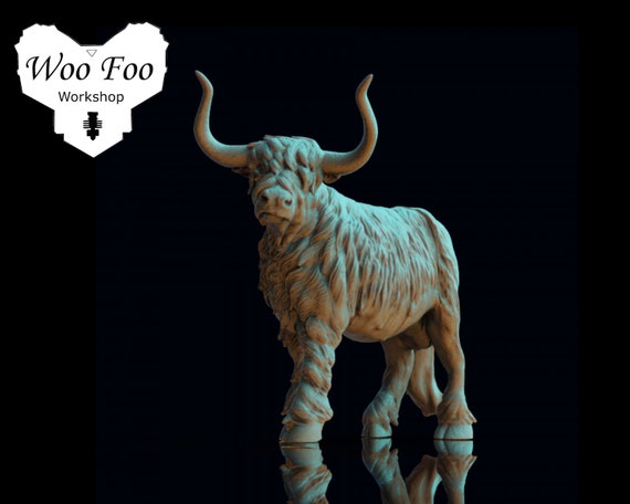 Highland Cow 3D Printed in Resin 32mm Fantasy Print My Minis | Etsy