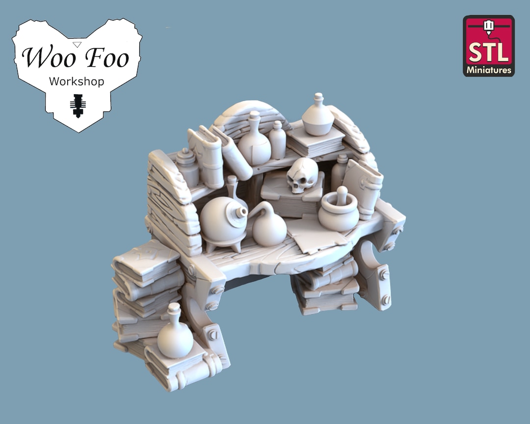Fantasy Props Alchemist Desk Resin 3D Printed Gaming Terrain STL ...