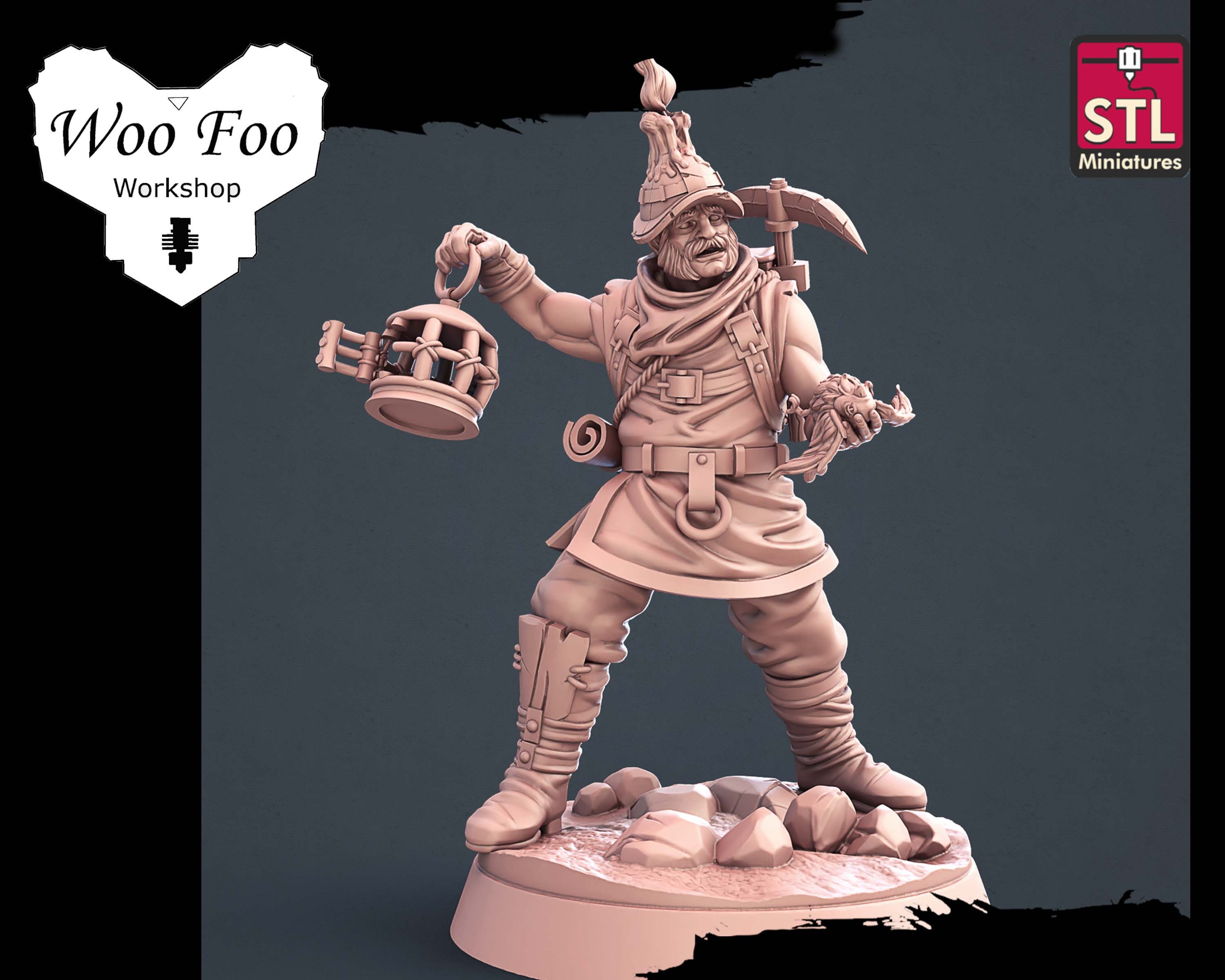 Miners Set 32mm 3D Resin Printed Fantasy Gaming Terrain STL Miniatures ...