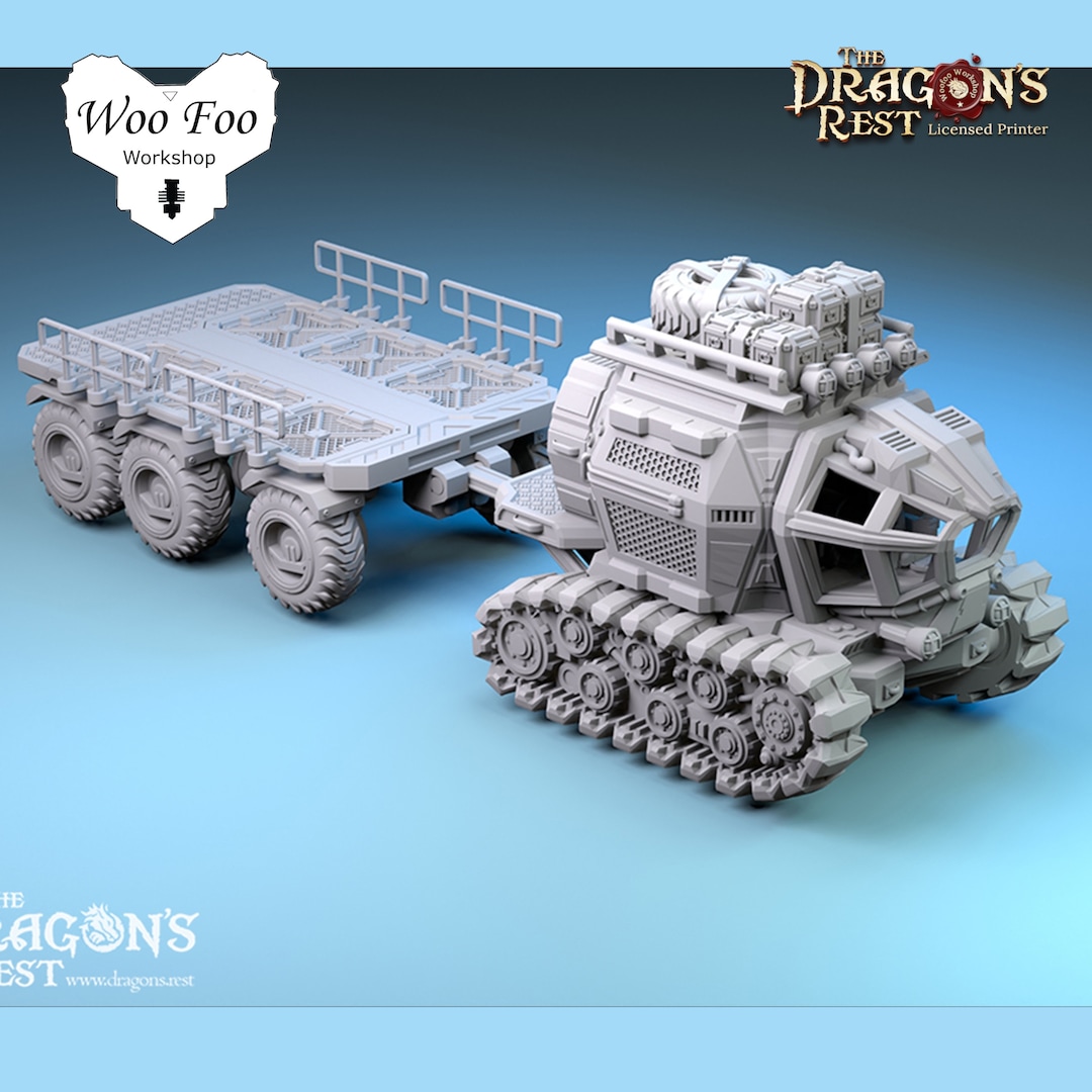 Sci Fi Toad Vehicle Tracks With Trailer 3d Printed Wargaming - Dragons ...