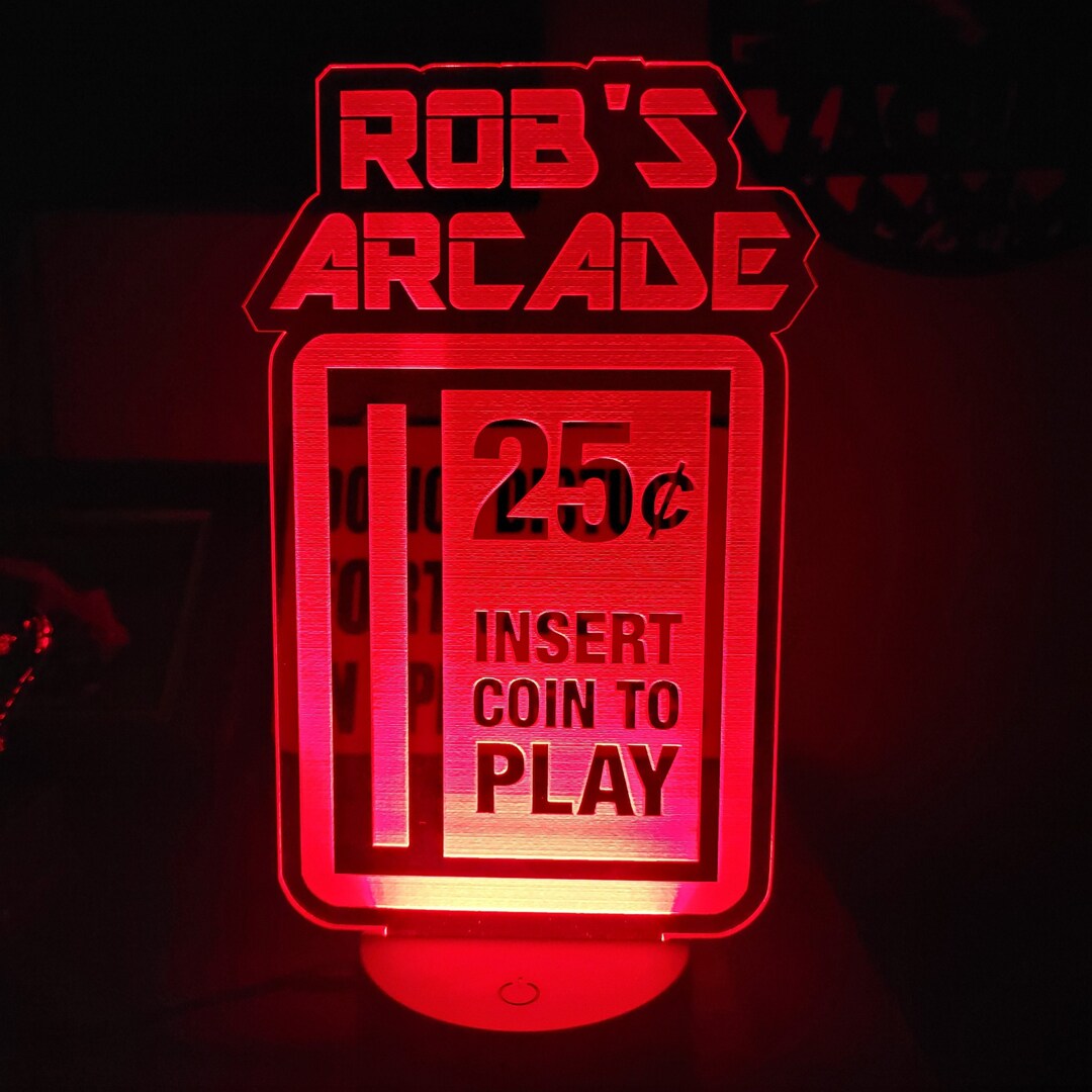 Personalized Arcade Led Sign Coin Slot Style for Arcade Room 1up ...