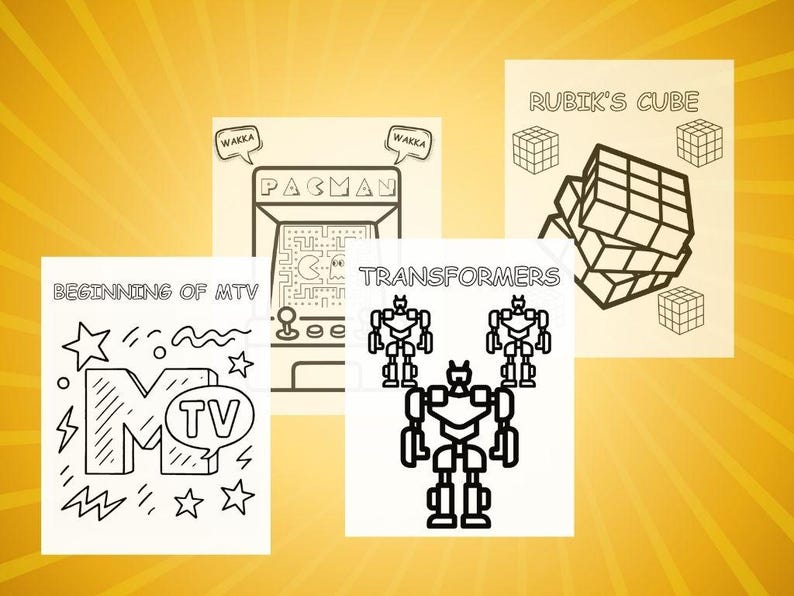 Retro Vibes: 80s Edition – Printable Coloring Book for Teens & Adults ...