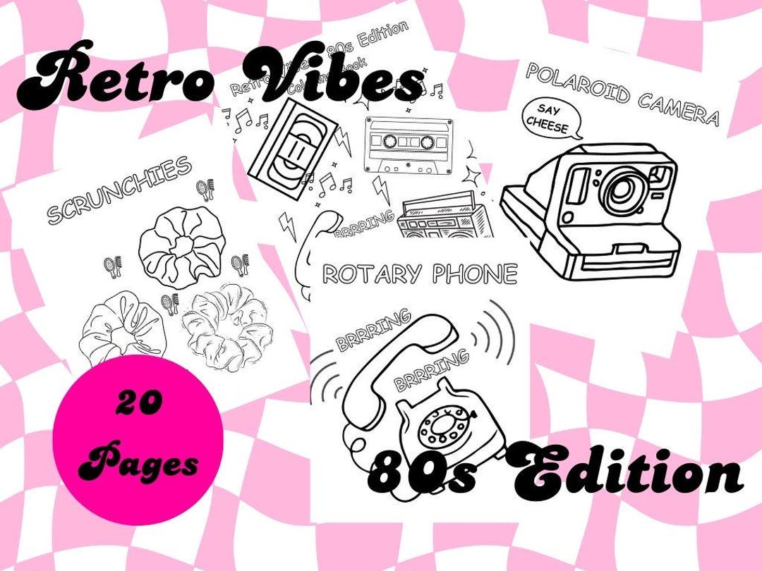 Retro Vibes: 80s Edition – Printable Coloring Book for Teens & Adults ...