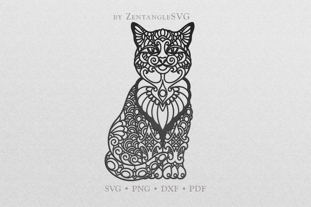 Cat Svg. Mandala Cat Svg. Mandala Kitten Svg. Cricut, Silhouette Cut ...