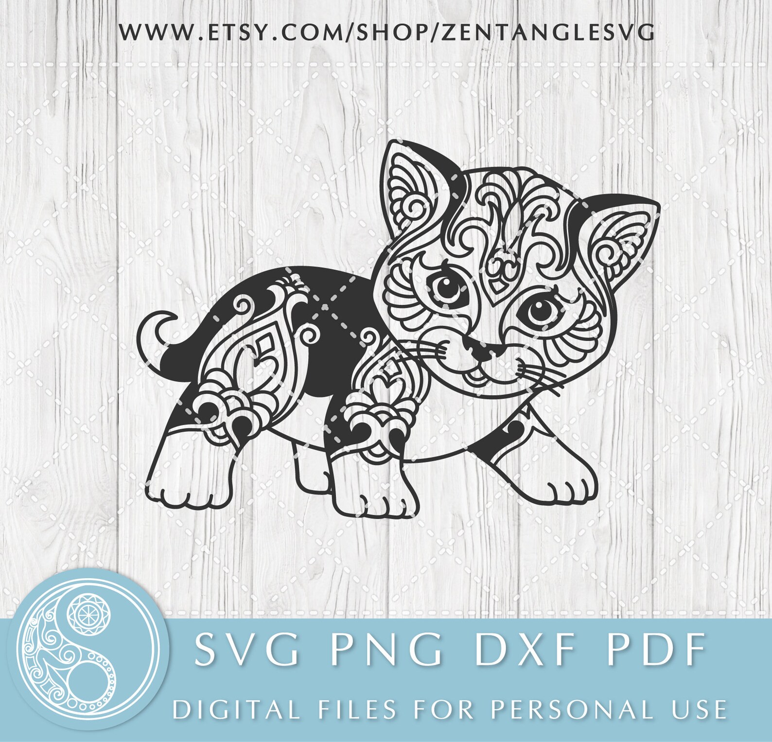 Mandala Cat Svg. Mandala Pet Svg. Kitten Svg. Cricut and - Etsy