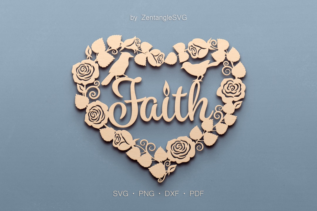 Faith Heart Svg. Digital SVG PNG DXF for Laser Cut, Paper Cut, Cricut ...