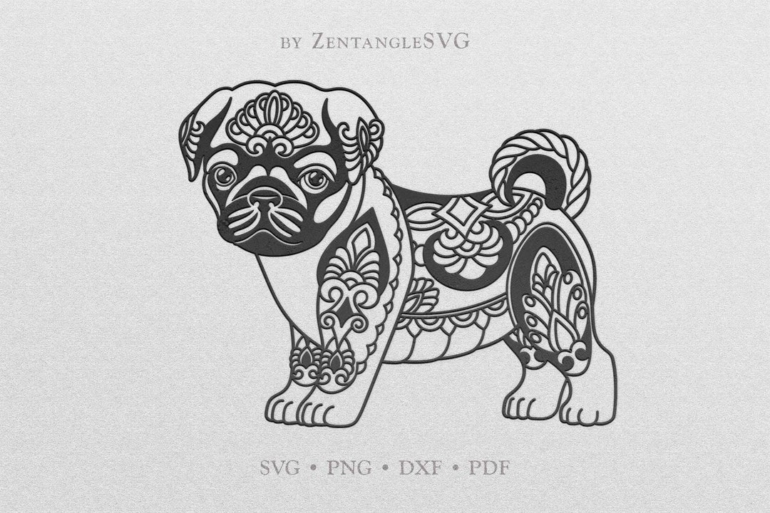 Pug Dog Svg. Mandala Dog Svg. Dog Mandala Svg. Cricut, Silhouette Cut ...