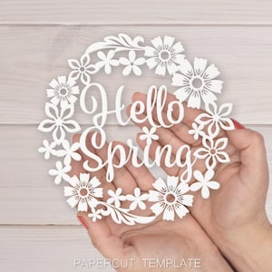 Hello Spring Svg. Digital SVG PNG DXF for Laser Cut, Paper Cut, Cricut ...