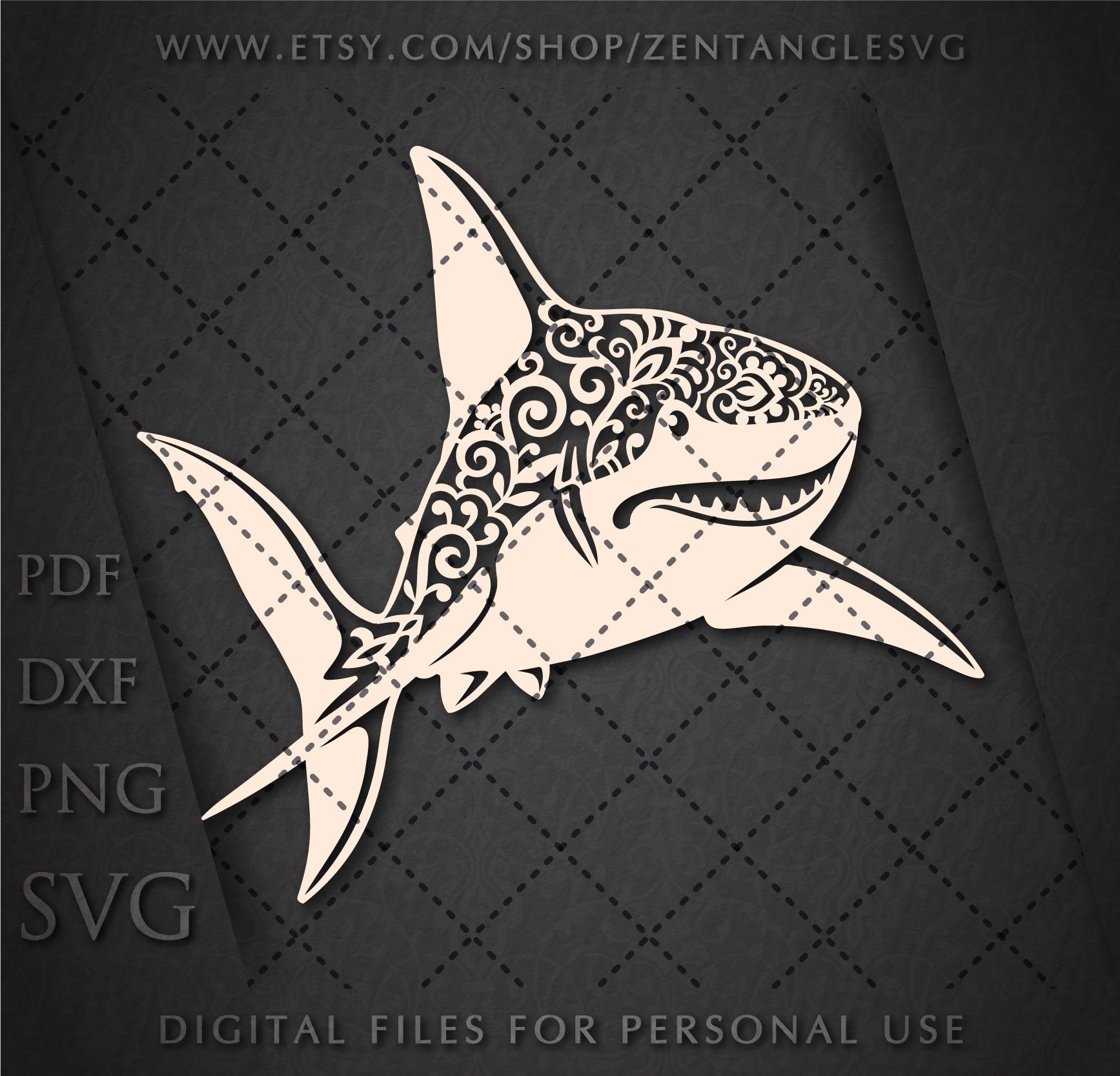 Shark Svg Shark Png Shark Design Svg Mandala Shark Svg Shark Cutting ...