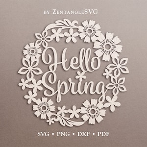 Hello Spring Svg. Digital SVG PNG DXF for Laser Cut, Paper Cut, Cricut ...