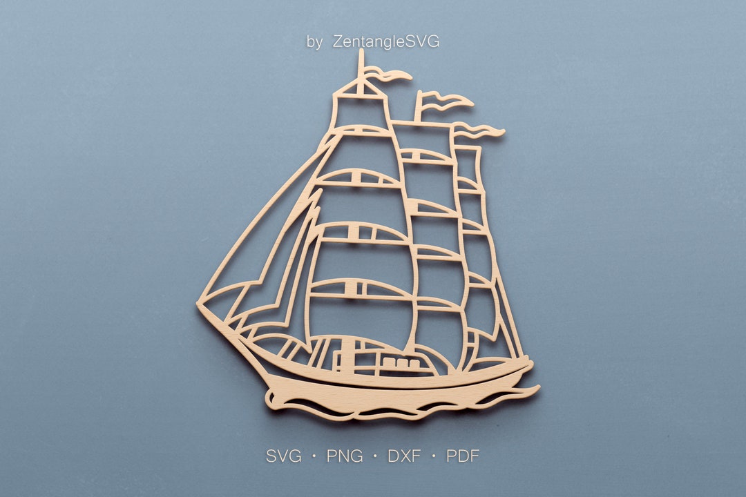 Sailing Ship Svg Digital Svg Png Dxf For Laser Cut Paper Cut Cricutsilhouetteglowforge