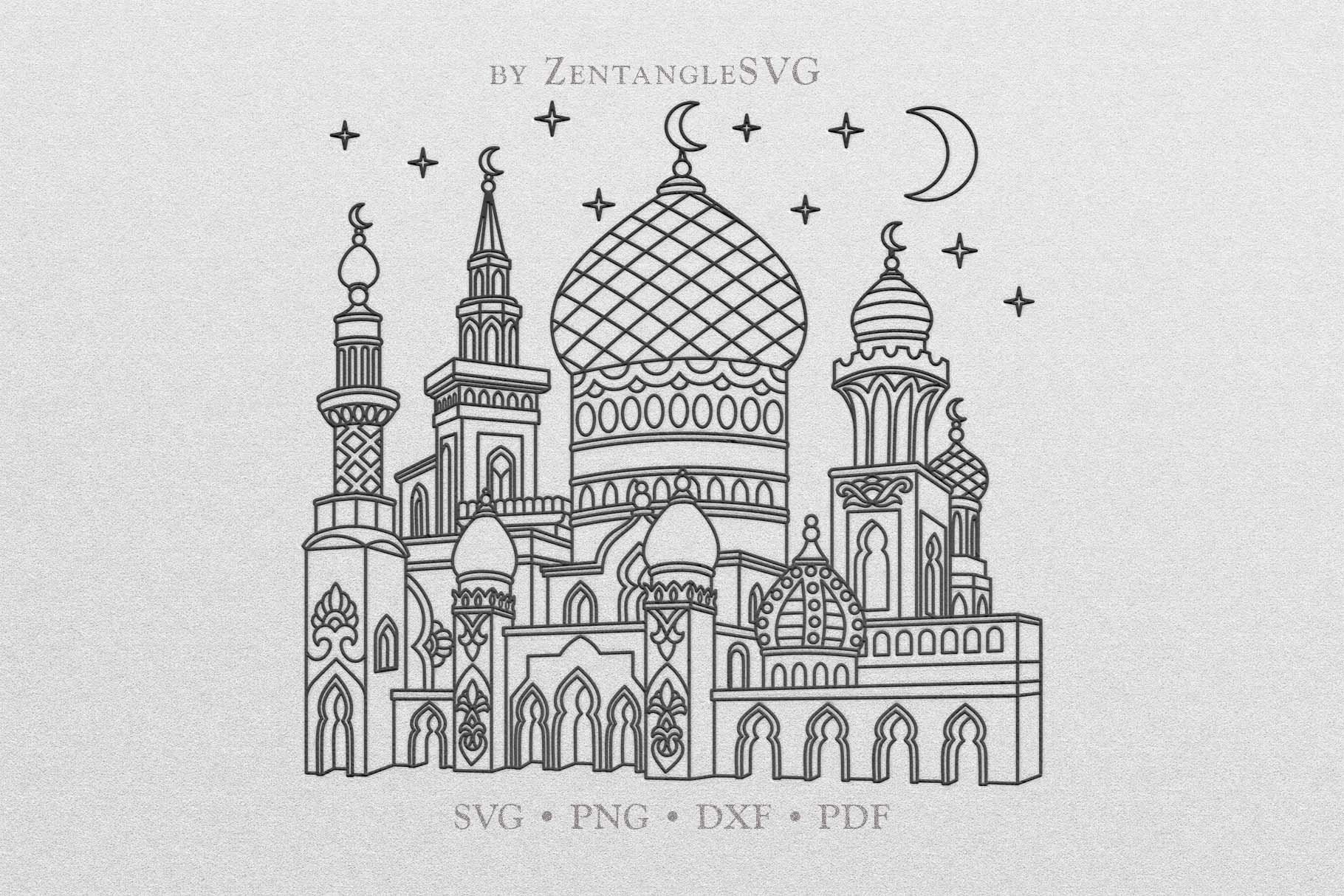 Mosque Svg. Islamic Svg. Mosque, Stars, Moon. Cricut, Silhouette Cut ...