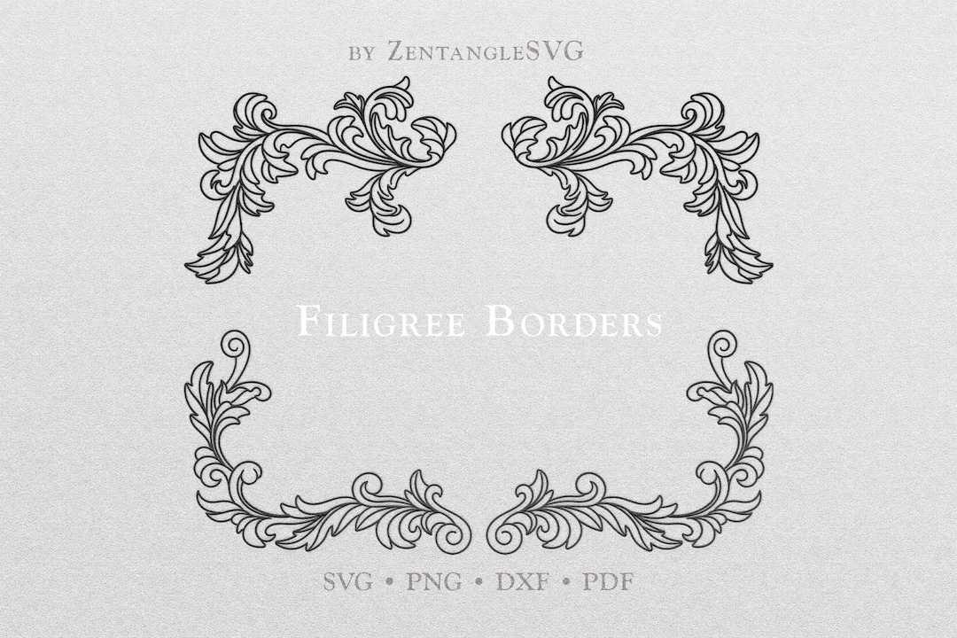 Border Svg. Decorative Filigree Border Svg. Cricut, Silhouette Cut File ...