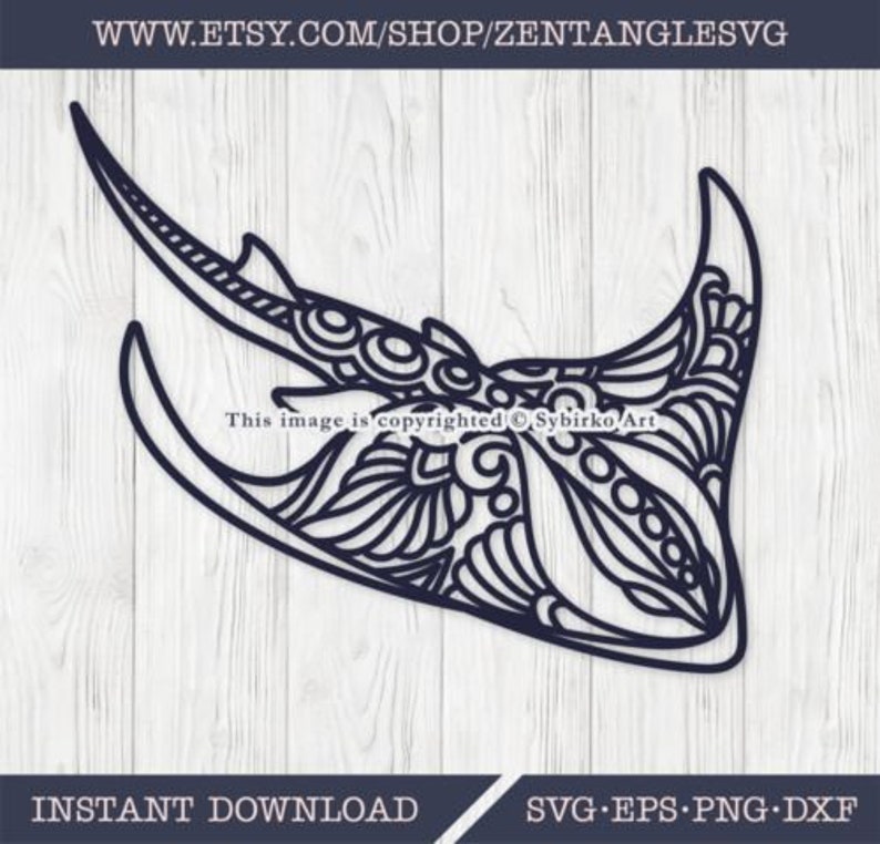 Manta ray SVG. Stingray SVG. Zentangle Mandala Mantaray SVG. | Etsy