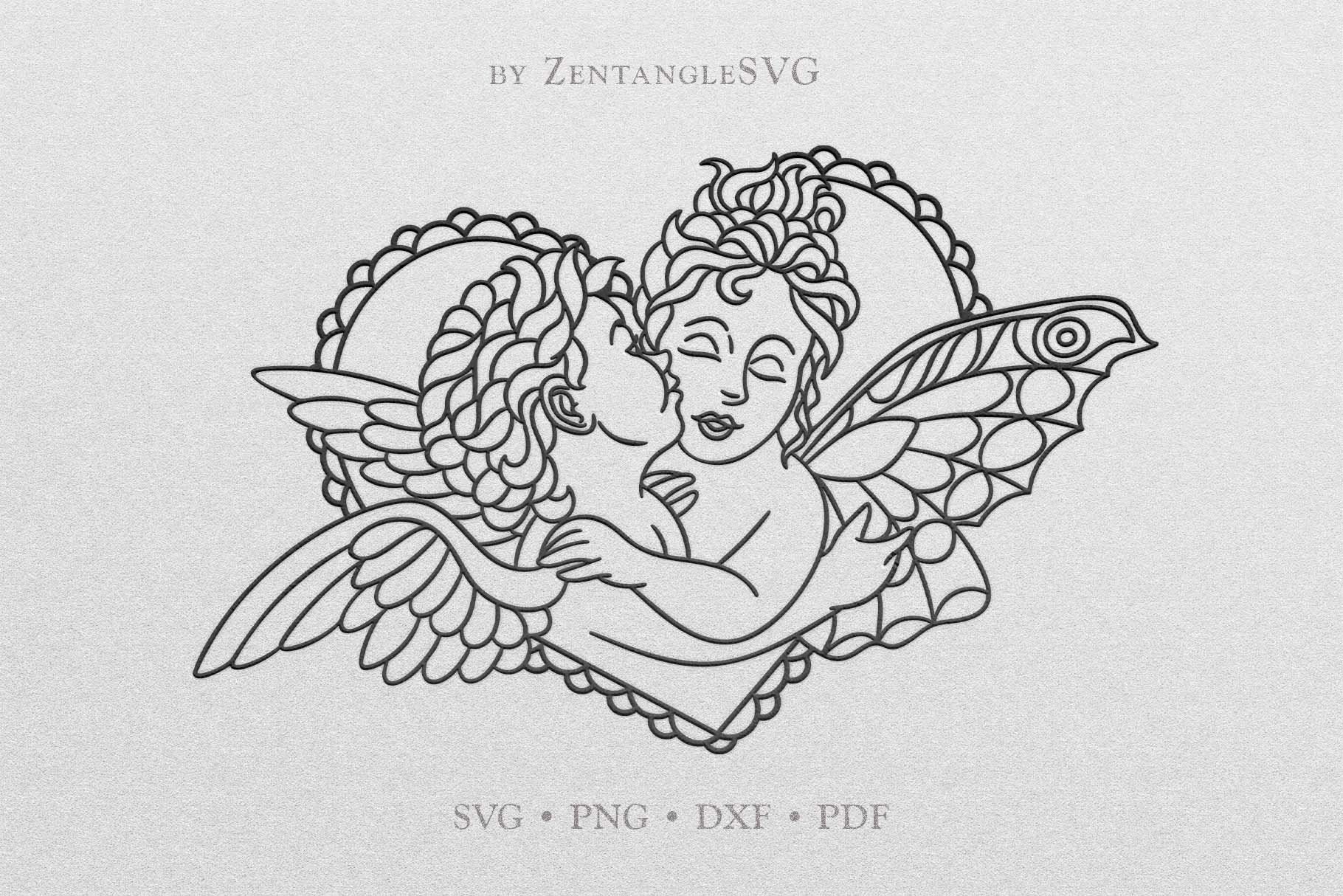 Two Angels In Love Drawing