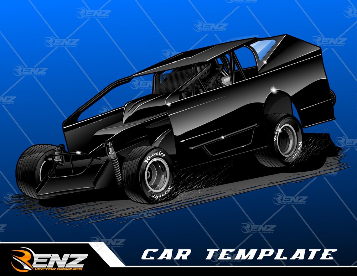 Dirt Modified Race Car Vector Template: Racing Graphics, T-shirt Design ...
