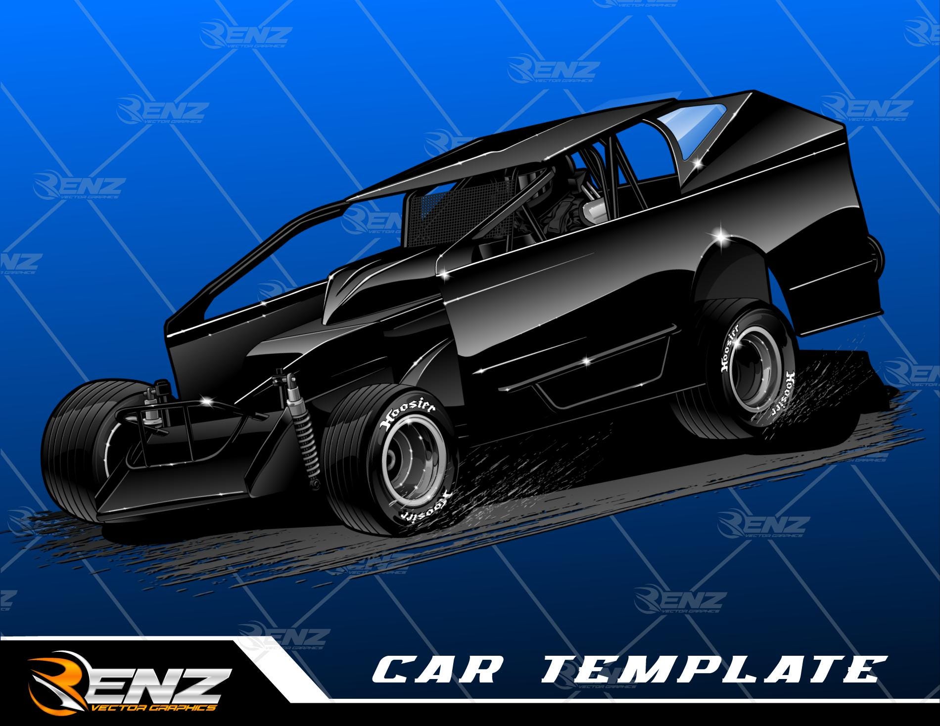 Dirt Modified Race Car Vector Template: Racing Graphics, T-shirt Design ...