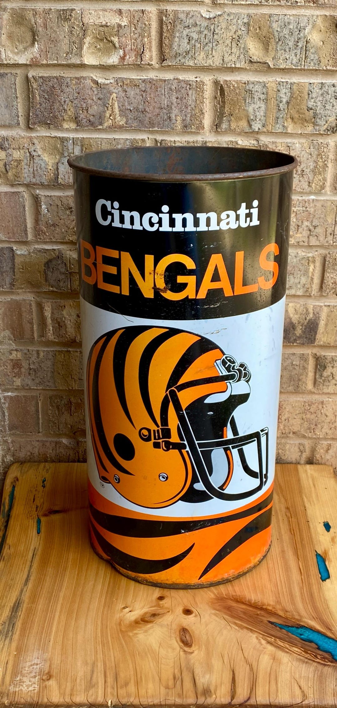 Vintage 1970s Cincinnati Bengals Metal Trash Can (20"x 10") - Etsy